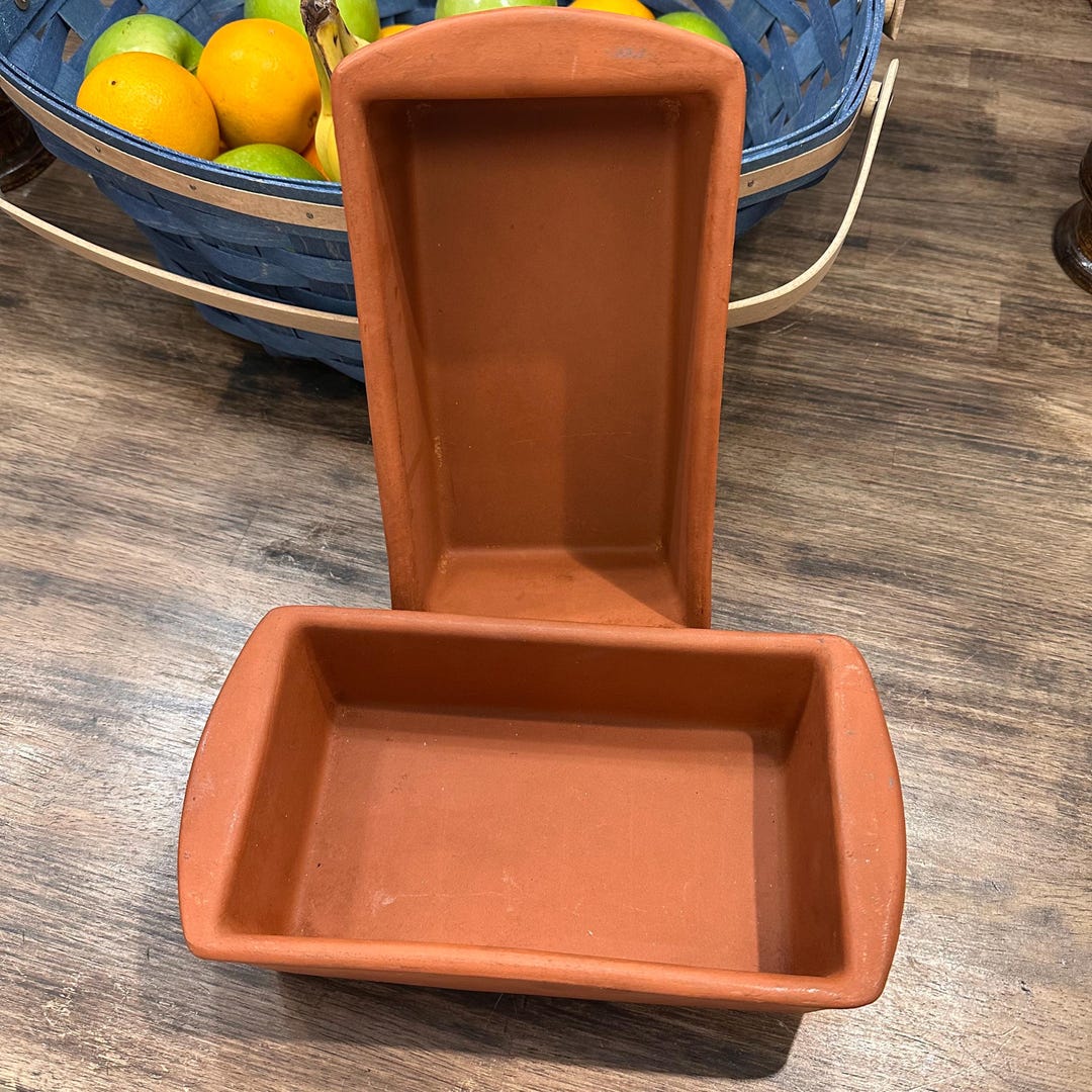 2 Vintage AU7 Copco 401 Terra Cotta Clay Bread Loaf Pans 1980s Red ...