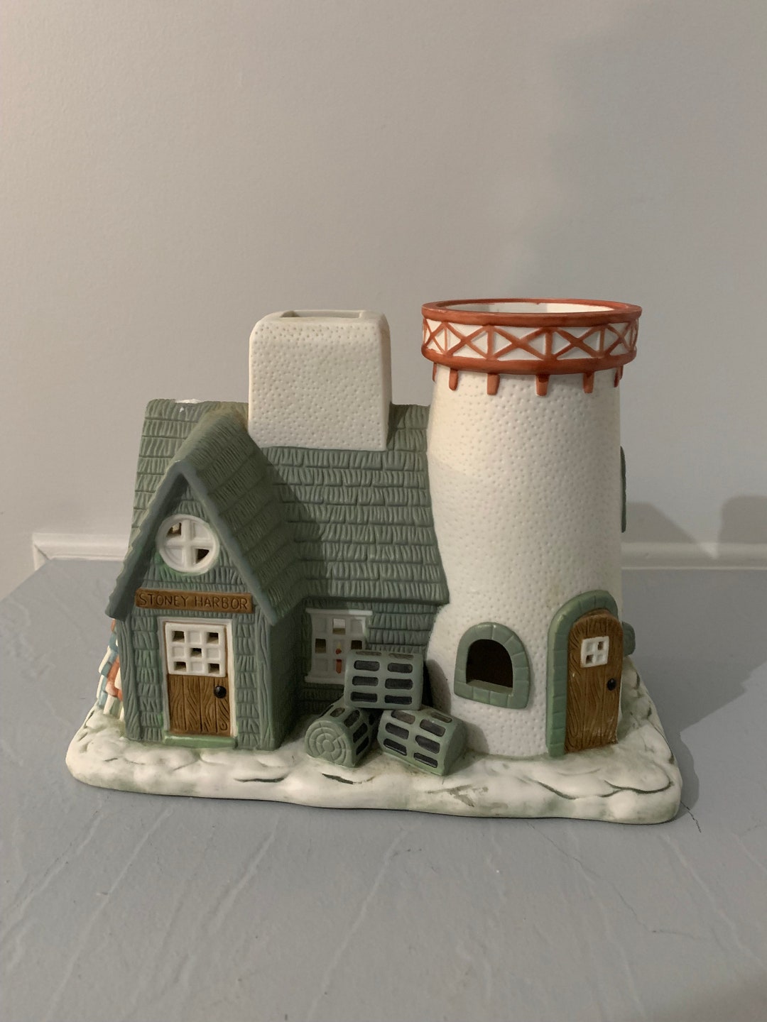 Pretty Partylite Retired Ceramic Stoney Harbor Lighthouse Candle Tea ...