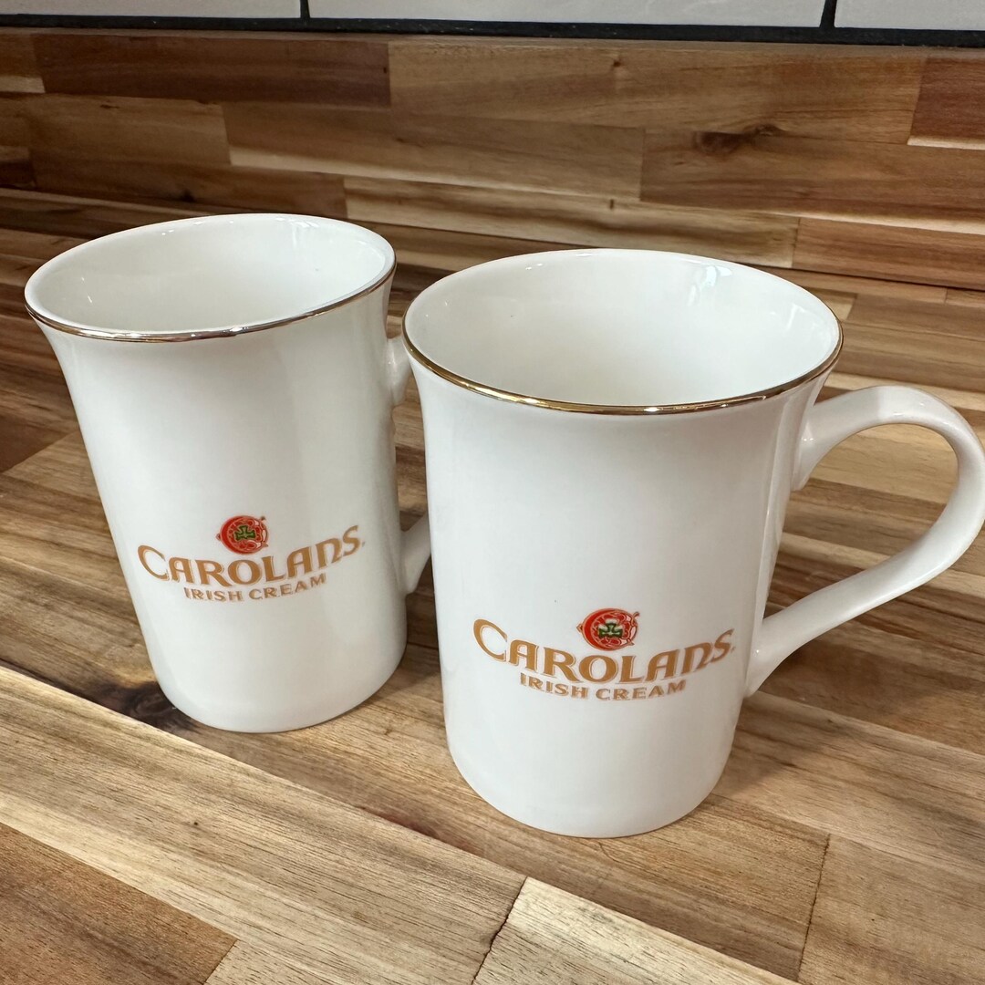 Carolans Irish Cream Coffee Mugs: Gold Trim Logo Barware - Etsy