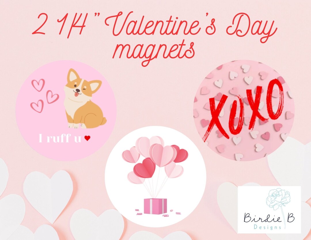 2 1/4 Valentines Day Magnets set of 3 - Etsy