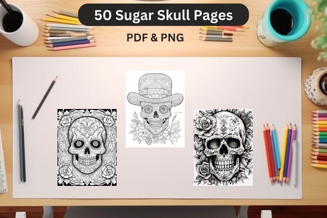 Sugar Skull Coloring Pages - 50 Pages of 8.5 X 11 Ready to Print - Etsy