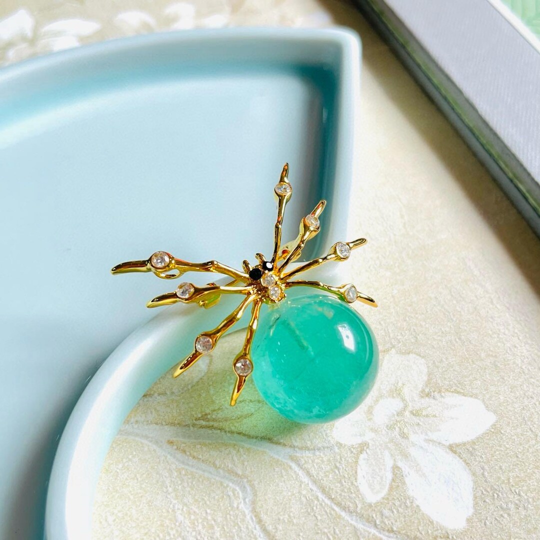 Natural Green Fluorite Spider Brooch/unique Insect Brooch/boho Cool ...