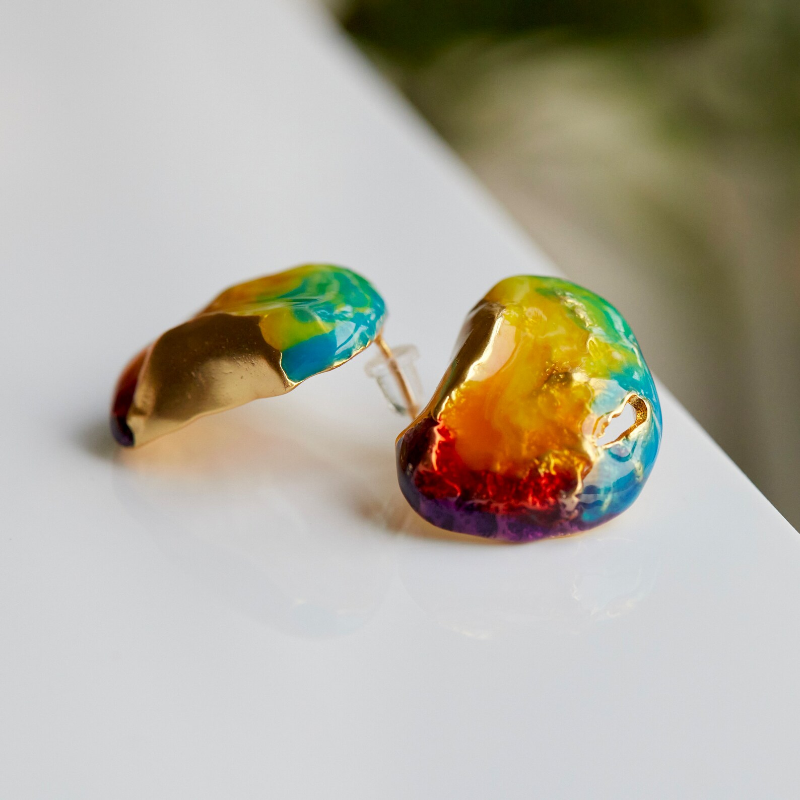 Unique Aesthetic Colorful Studs/geometric Enamel Studs/handmade Elegant ...