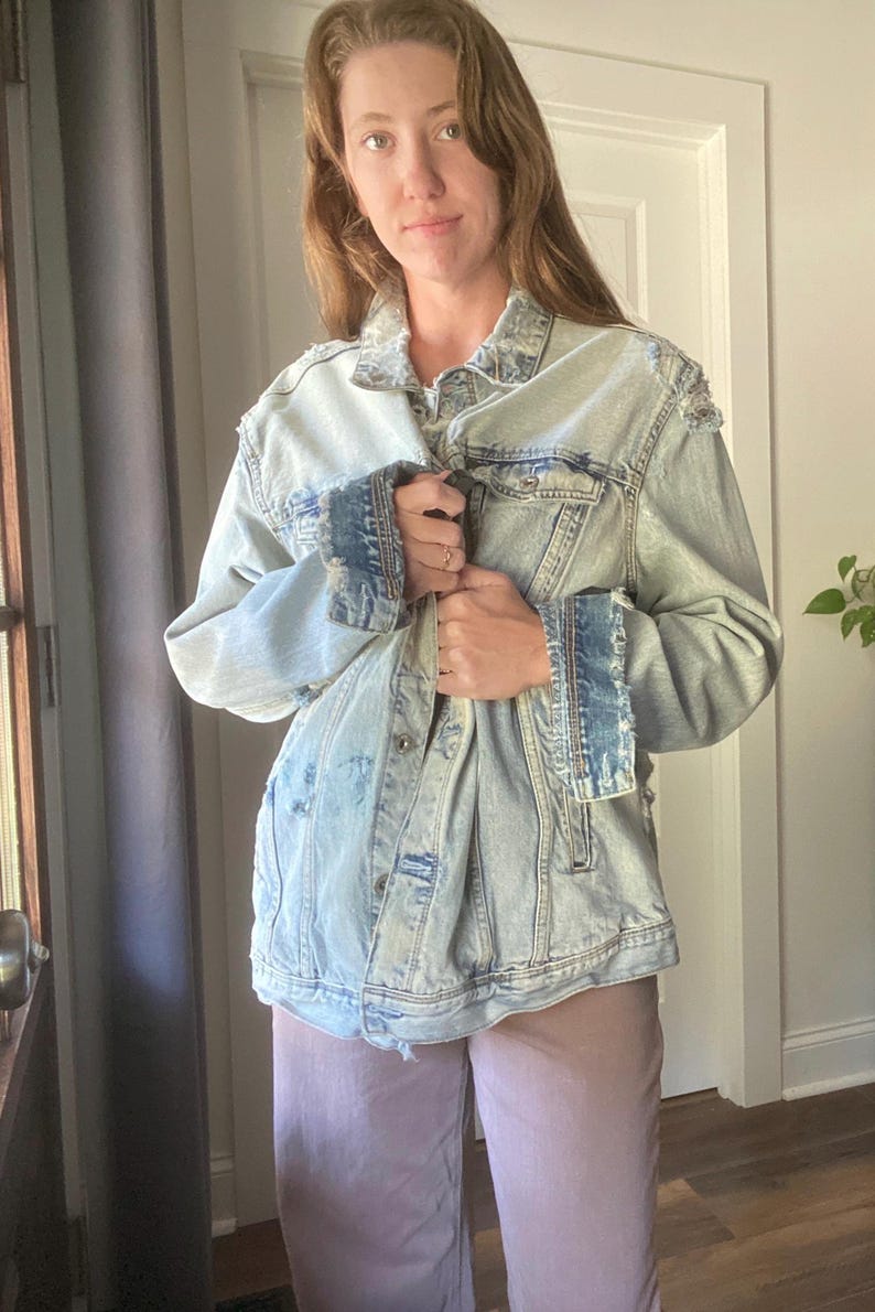 Upcycled Denim Jacket Quilt Square - Etsy