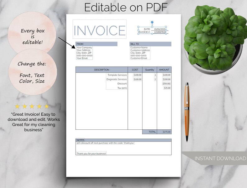Invoice Template Pdf/google Docs/word. Business Invoice. Invoice Word ...
