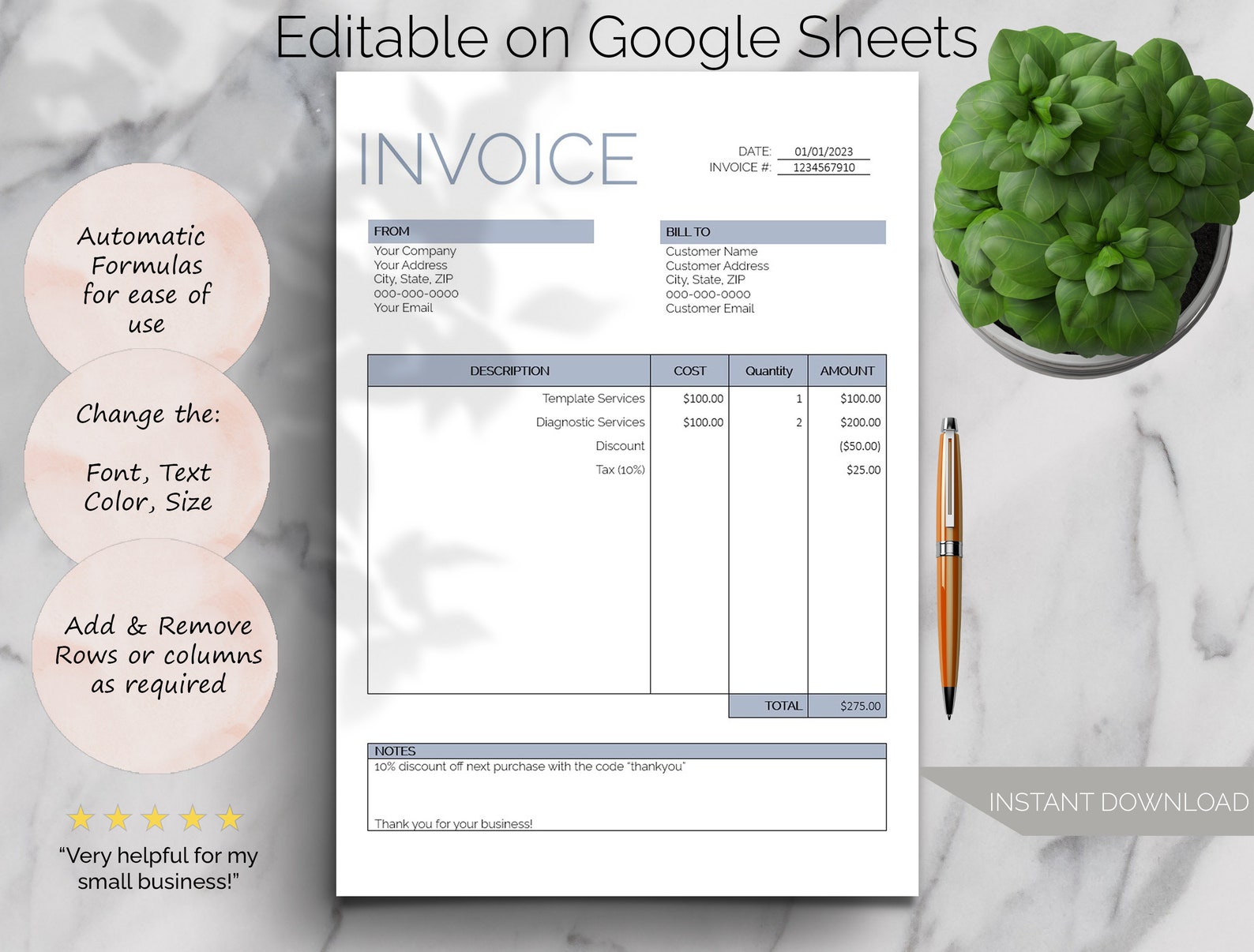 Invoice Template Pdf/google Docs/word. Business Invoice. Invoice Word ...