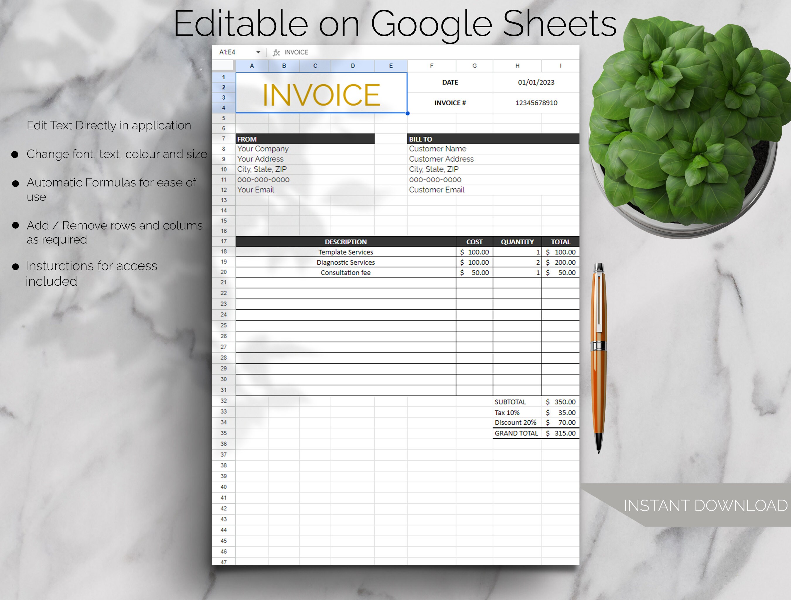 Invoice Template Pdf/google Docs/word. Business Invoice. - Etsy Australia