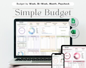 Budget Planner for Google Sheets Monthly Budget Spreadsheet Paycheck ...