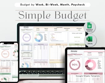 Budget Planner for Google Sheets Monthly Budget Spreadsheet Paycheck ...