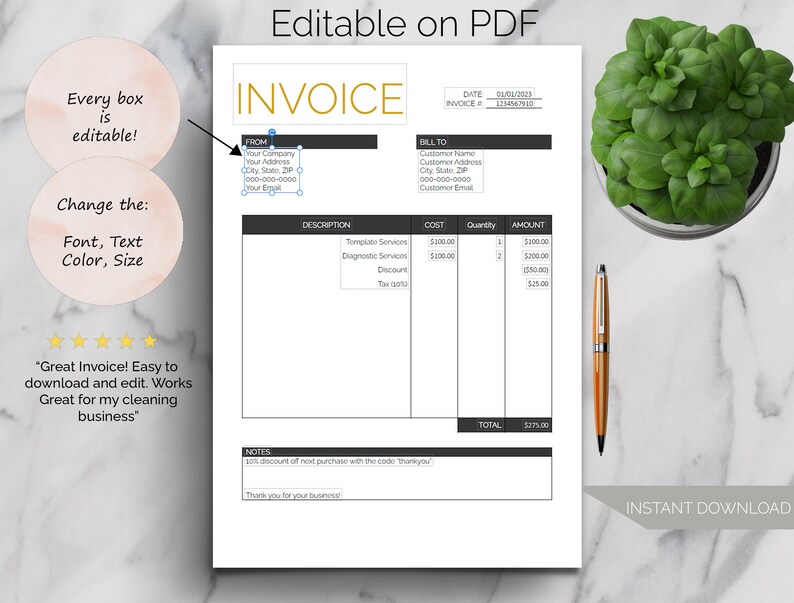 Invoice Template Pdf/google Docs/word. Business Invoice. Invoice Word ...
