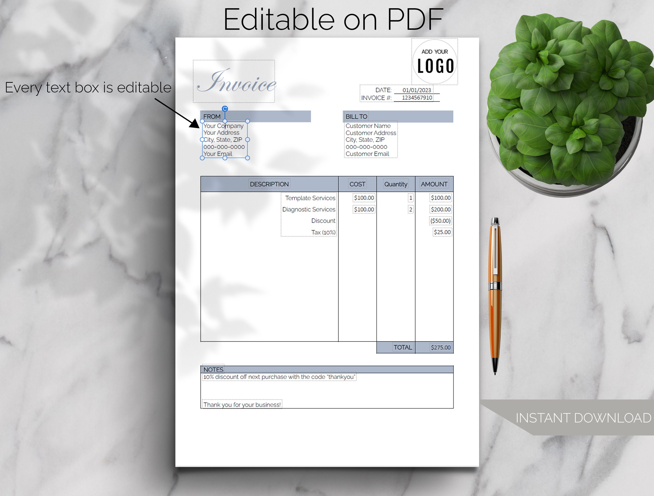 Invoice Template Pdf/google Docs/word. Business Invoice. Invoice Word ...