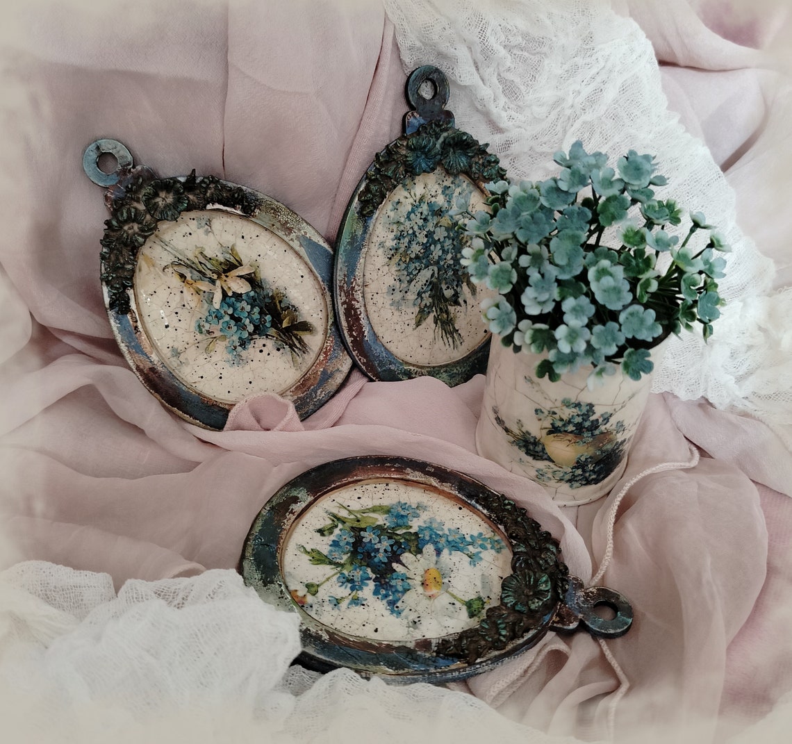 4-piece Shabby Chic Decoration Set - Etsy