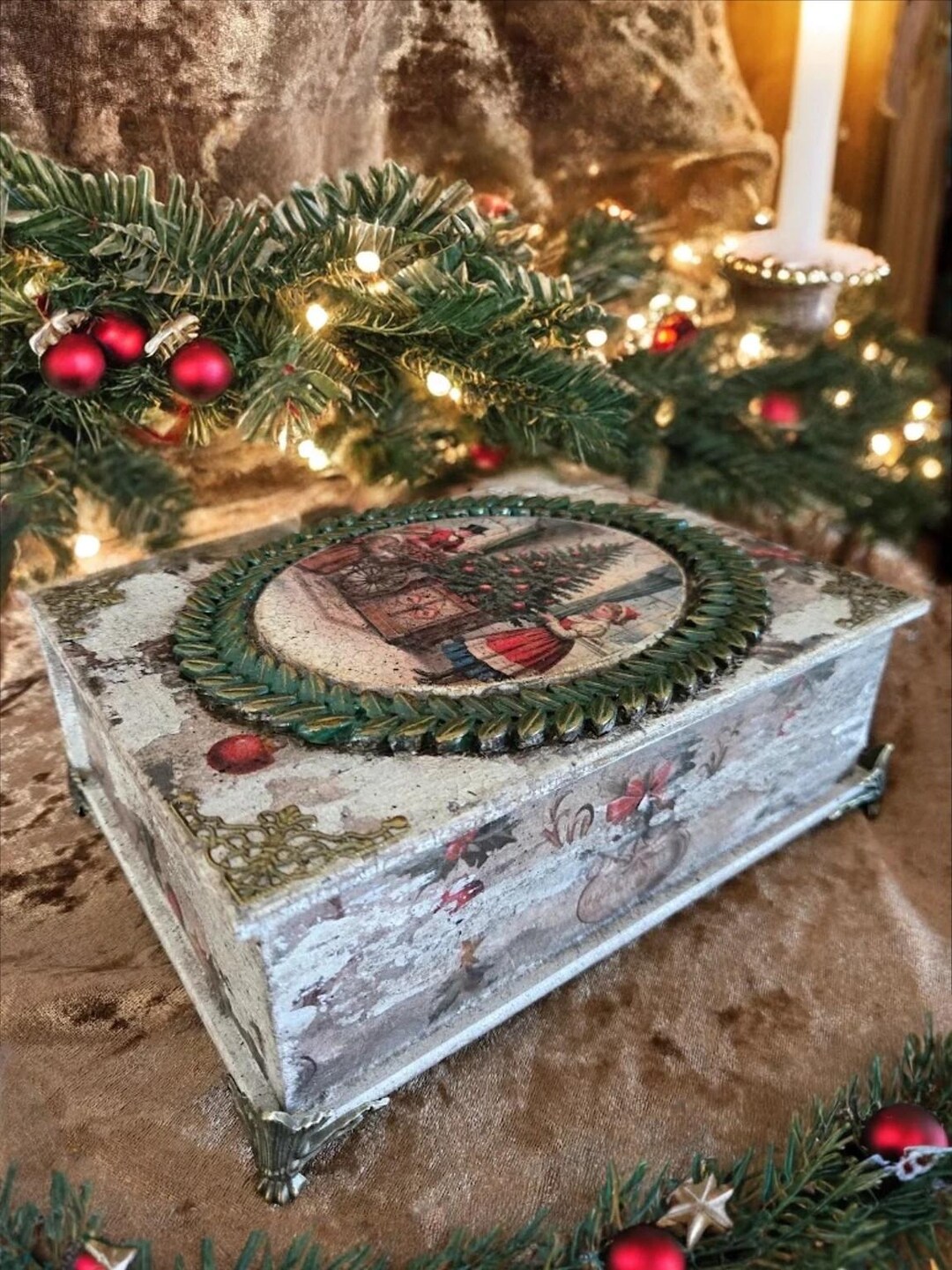 Handmade Victorian Christmas Box – Decorative Wooden Chest – Vintage ...