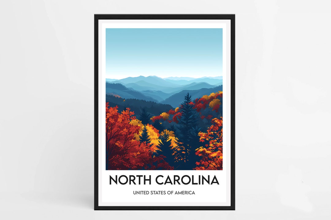 North Carolina Poster - North Carolina Travel Poster - Tourism Poster ...