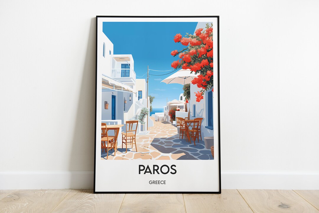 PAROS POSTER Minimalist Travel Poster Interior Decoration Paros Island ...