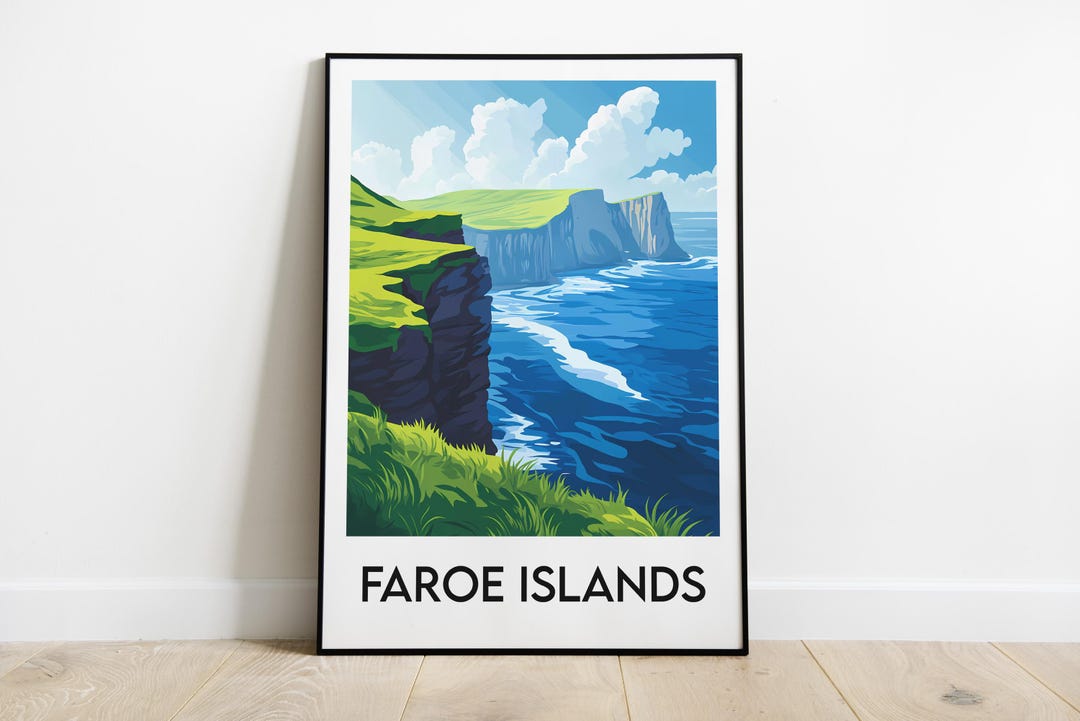 Faroe Islands Poster - Travel Poster Print Illustration Faroe Islands ...