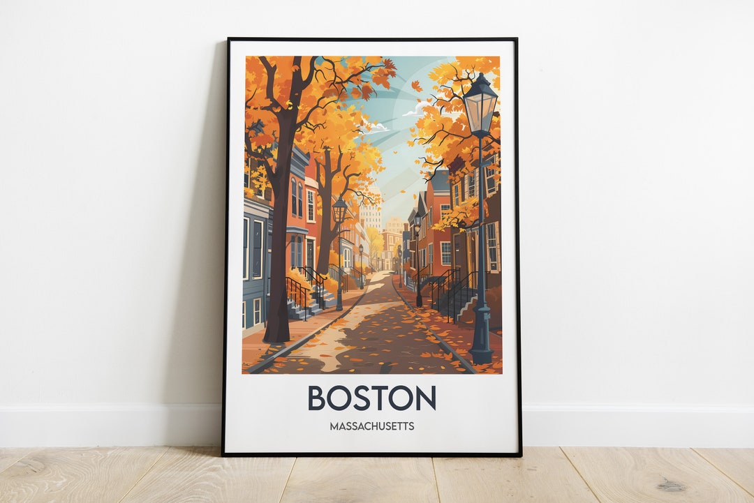 Boston Poster Print - Framed Wood or Digital Download - Etsy