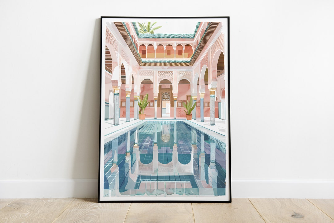 Casablanca Riad | Painting Poster Print | Artwork | Acrylic Painting - Etsy