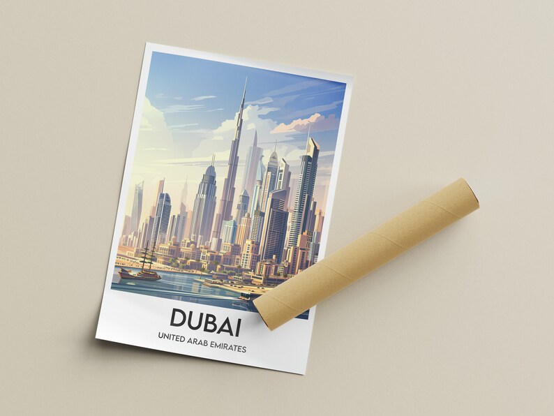 Dubai Emirates City United Arab Emirates Poster Illustration Holiday ...