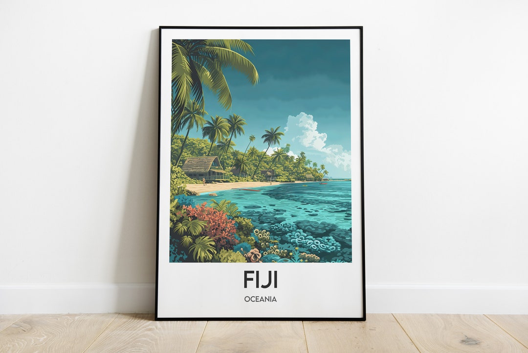 Vintage Fiji Poster - Eco-friendly Tropical Beach Setting - Etsy