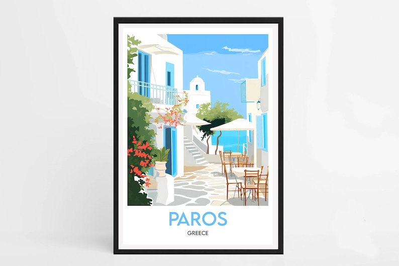 Paros Greece Poster - Modern Cyclades Island Wall Art - Etsy Canada
