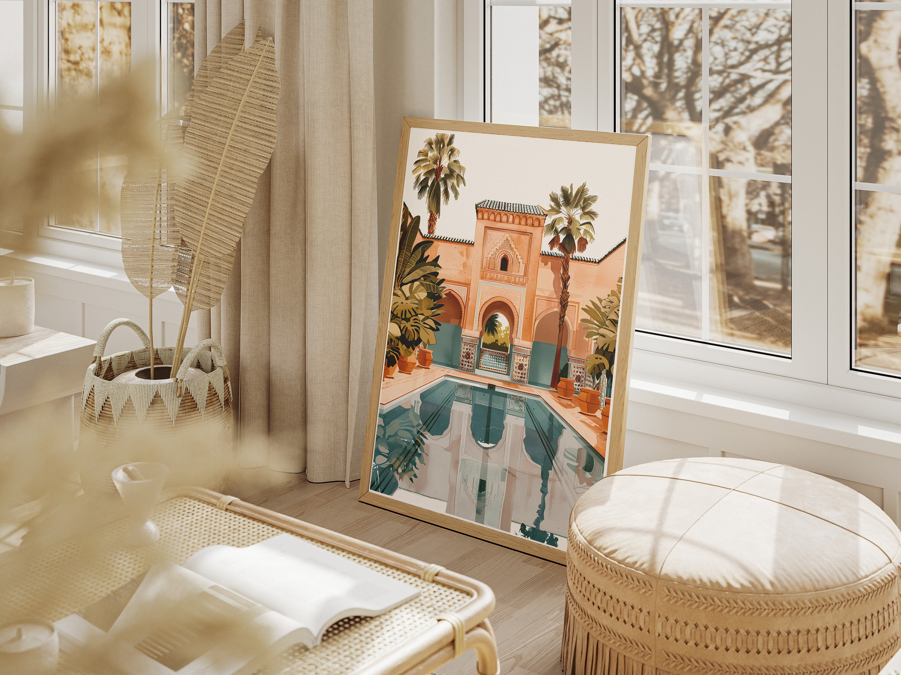 Marrakech Riad Morocco Painting Poster Print Travel Poster Acrylic ...