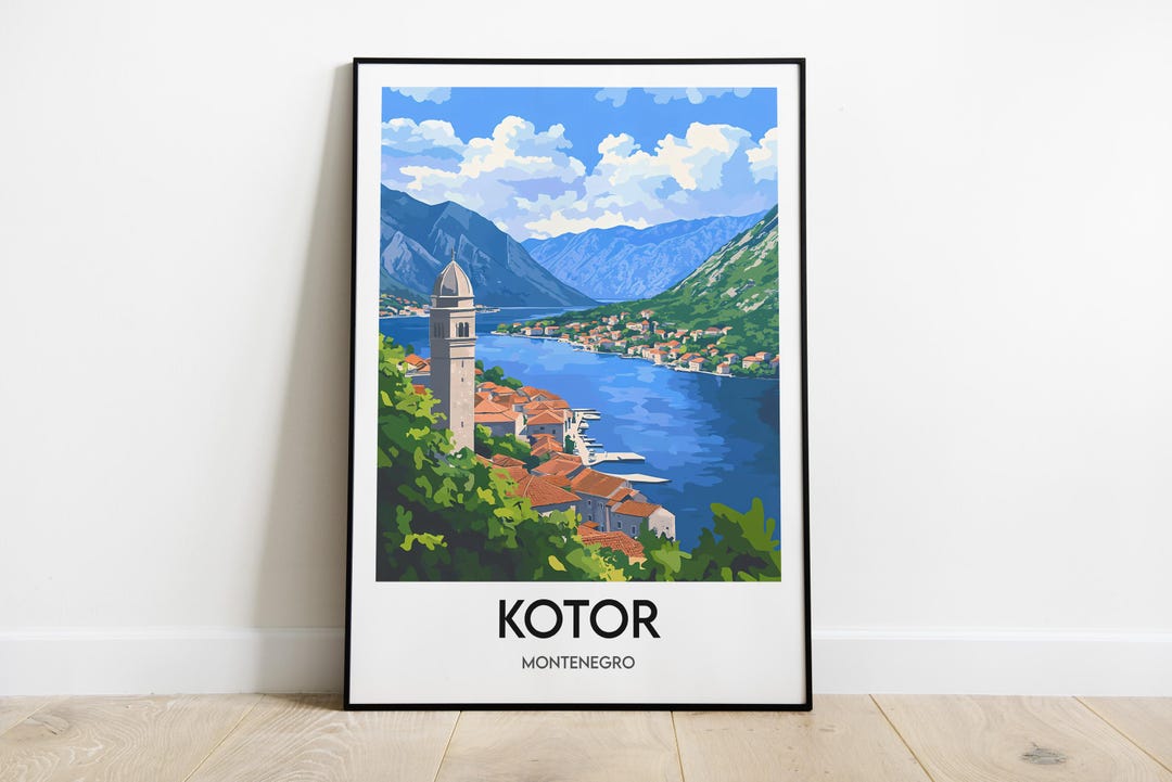 Kotor Poster - Montenegro Print - Illustration - Travel Poster - Etsy