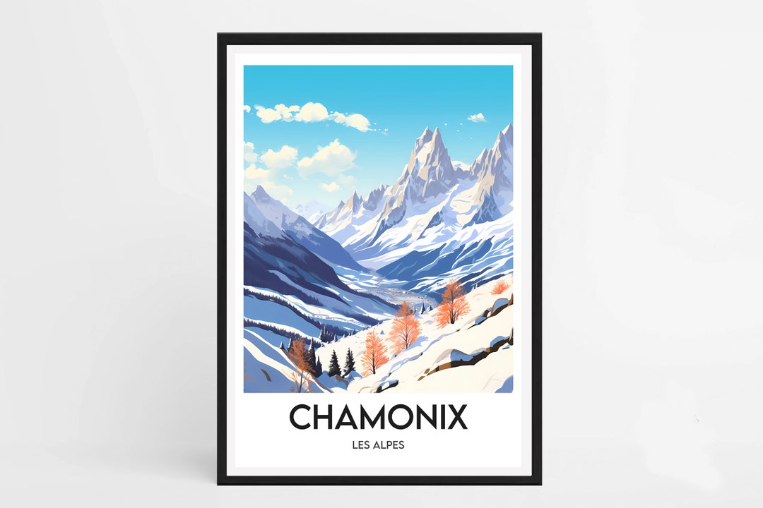 Chamonix Poster Chamonix Travel Poster Illustration - Etsy