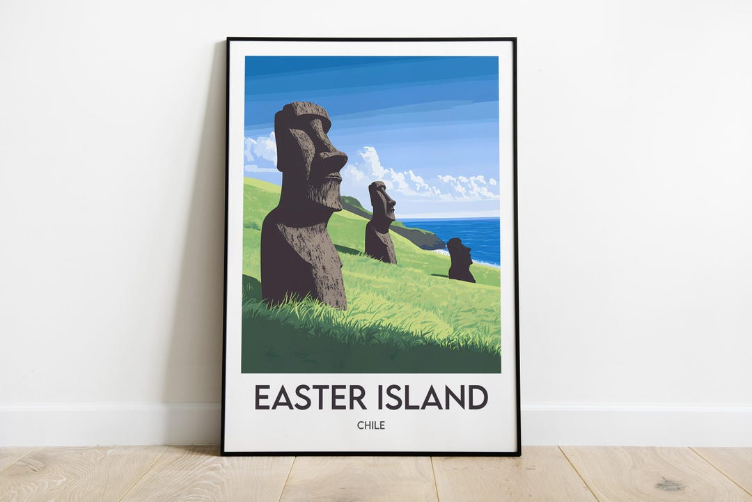 Easter Island Poster - Easter Island Print - Chile Print - Moai Poster ...