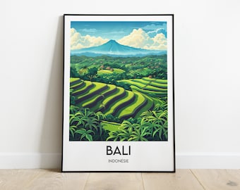 Bali Illustration Print, Bali Poster Wall Art, Travel Print, Indonesia ...