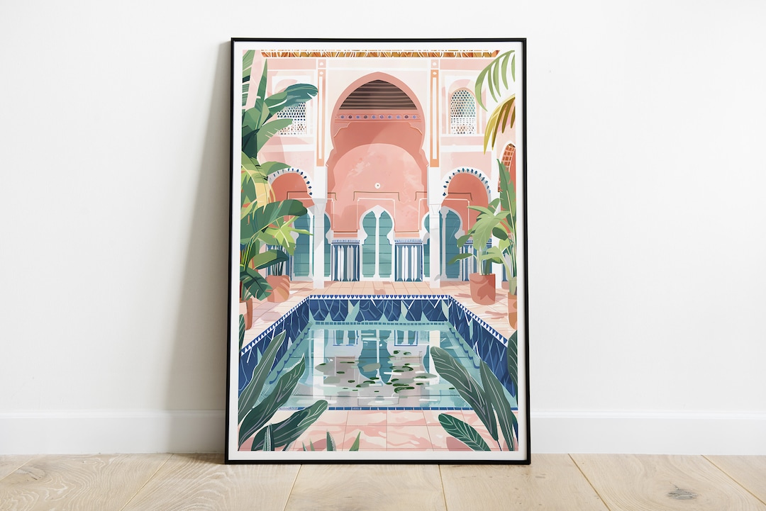 Marrakech | Print | Poster | Morocco | Acrylic Painting | Riad - Etsy