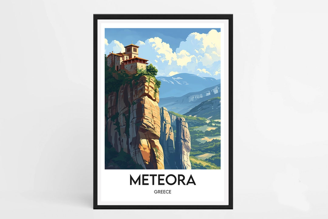 Meteora Poster - Meteora Travel Poster - Home Decor - Meteora Greece ...