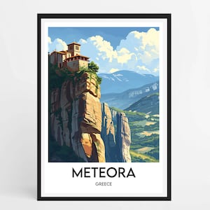 Meteora Poster - Meteora Travel Poster - Home Decor - Meteora Greece ...
