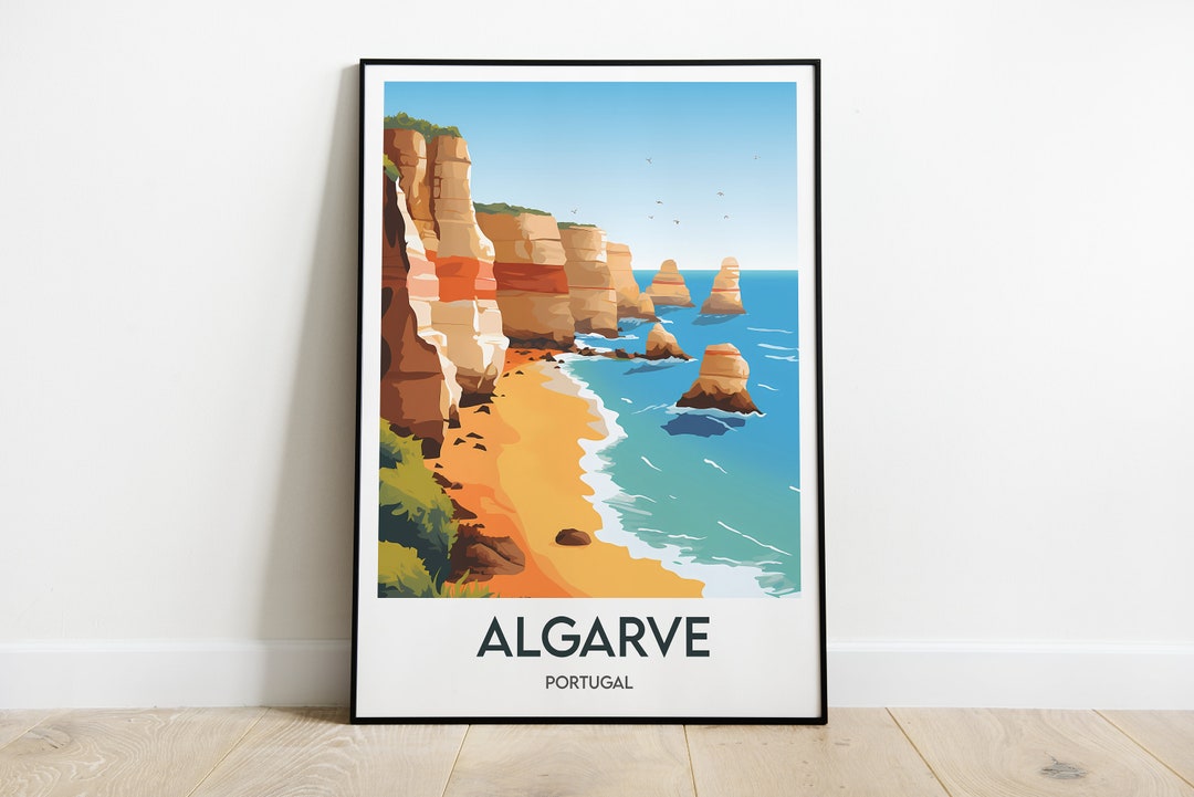 Algarve Poster - Minimalist Algarve Illustration - Portugal Travel ...