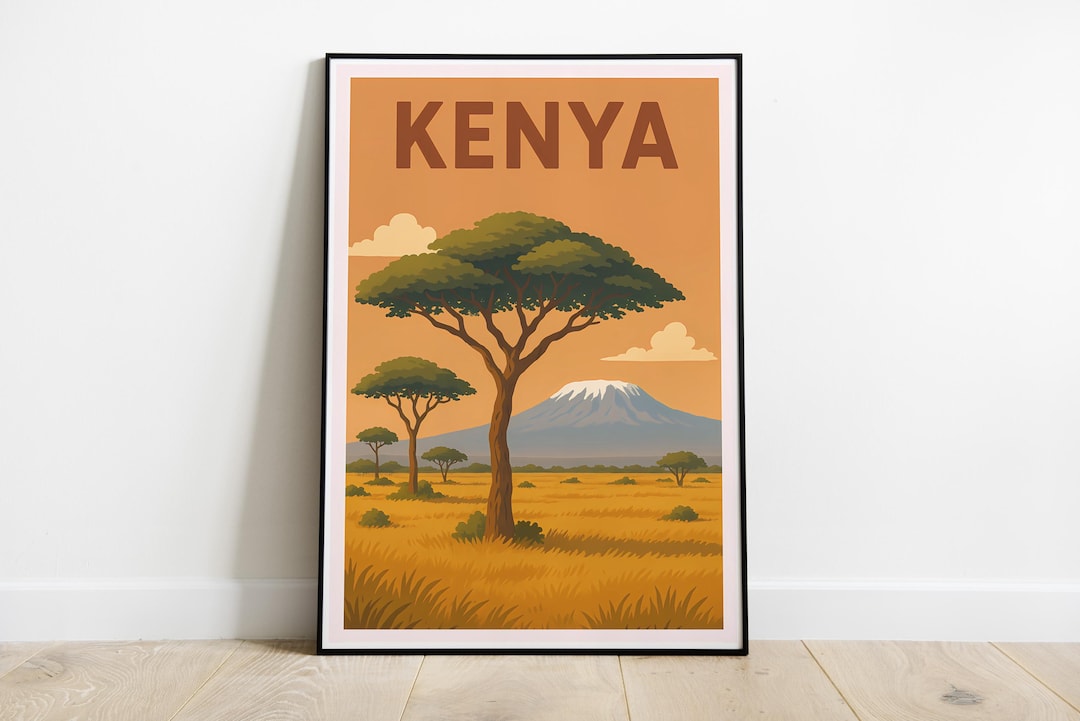 Kenya Poster: Colorful Travel Art - Wood Frame or Digital - Etsy
