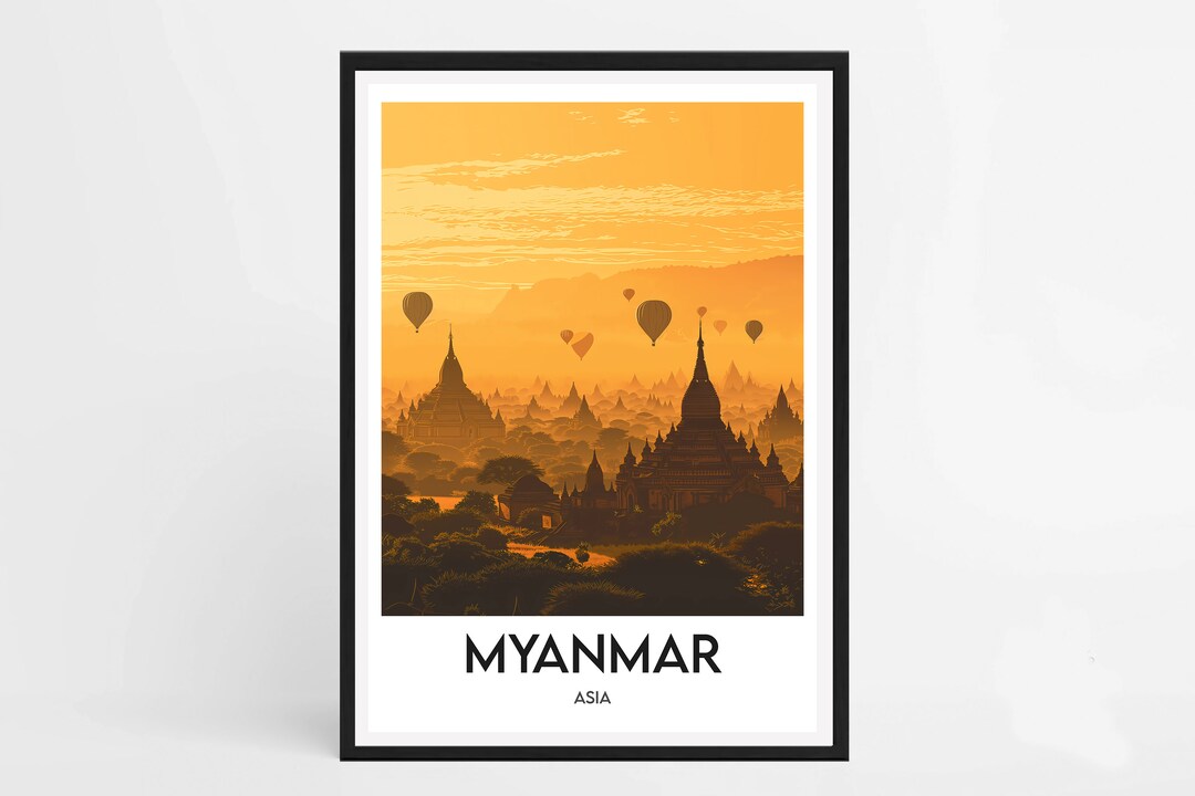 Myanmar Poster - Myanmar Reiseposter - Wohndekor - Myanmar Asien Poster ...