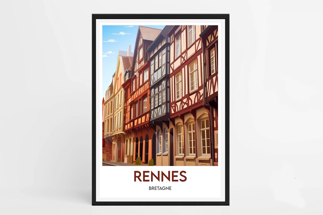 Affiche Rennes - Illustration minimaliste de Rennes - Affiche de voyage ...