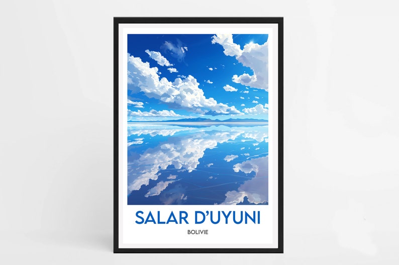 Bolivia Travel Poster: Salar De Uyuni Illustration - Wood Frame Option ...