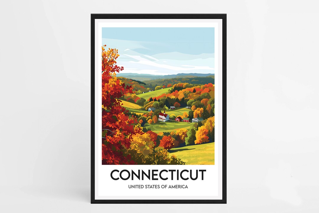 Connecticut Poster Connecticut Travel Poster Tourism Poster Interior ...