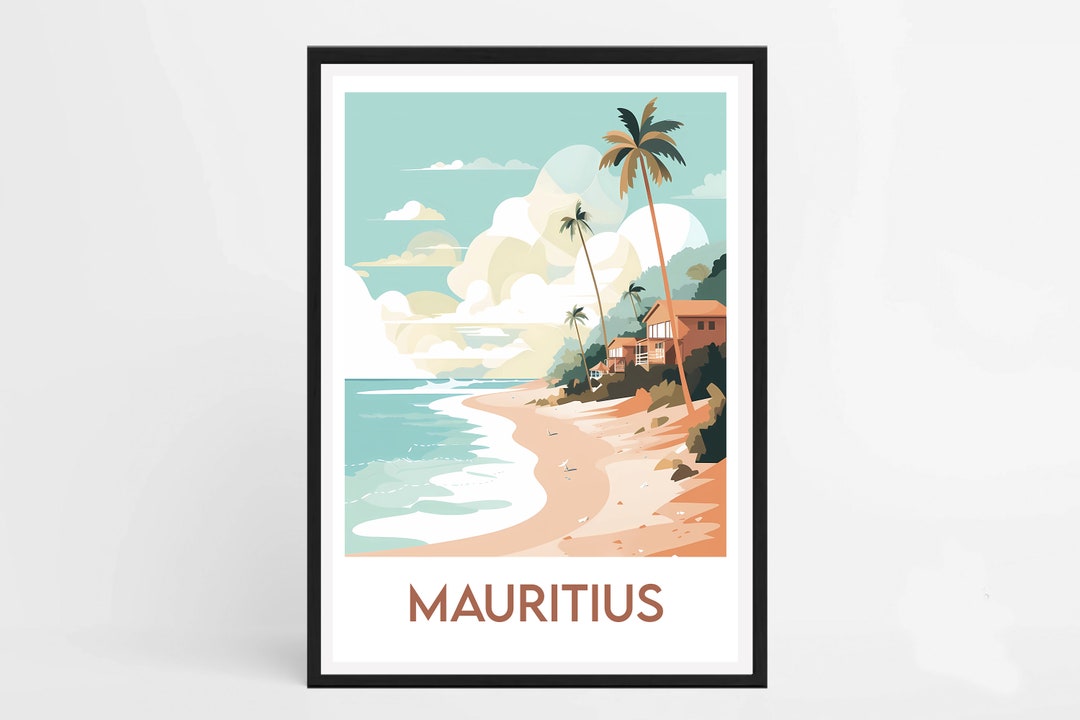 MAURITIUS BEACH POSTER Minimalist Travel Poster Interior Decoration ...