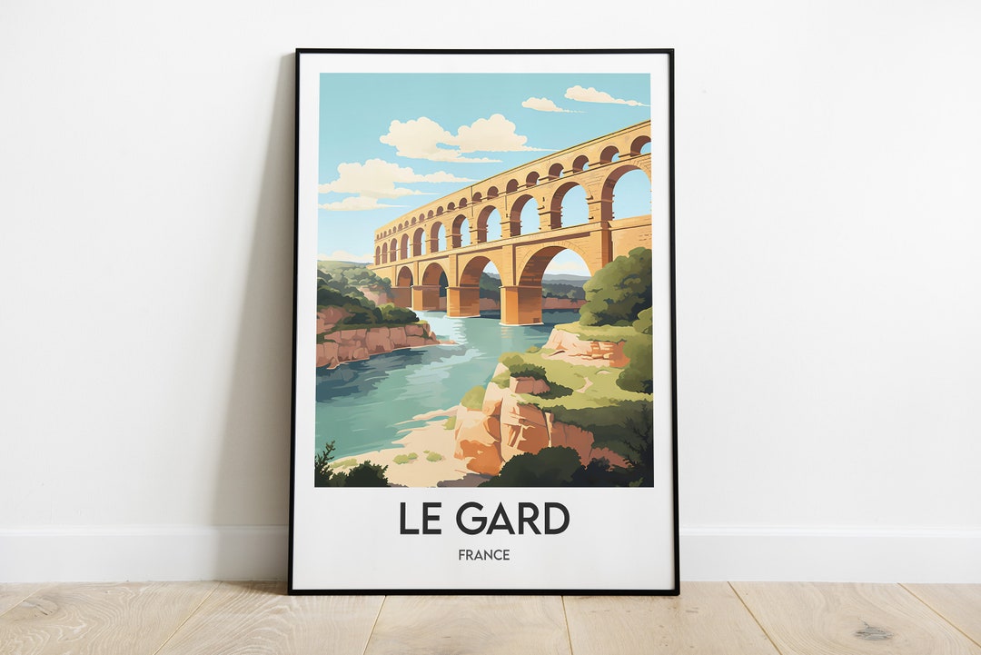 Gard, France, Travel Poster, Pont Du Gard Illustration - Etsy