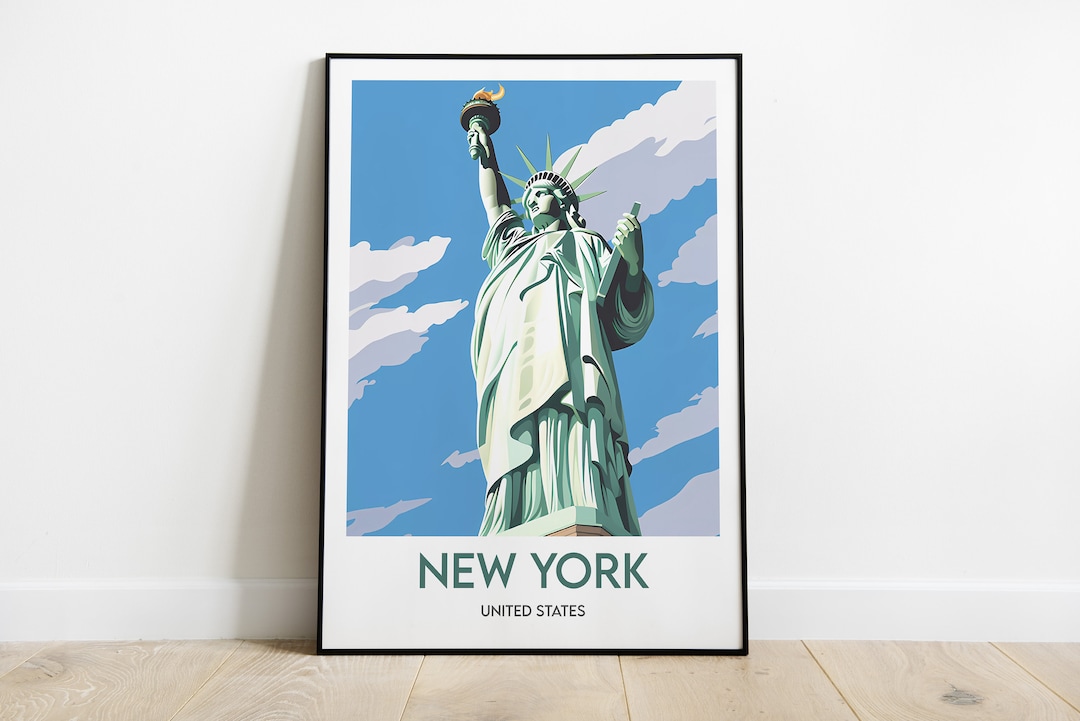 New York Poster: Vintage Statue of Liberty - Choice of Wooden Frame - Etsy