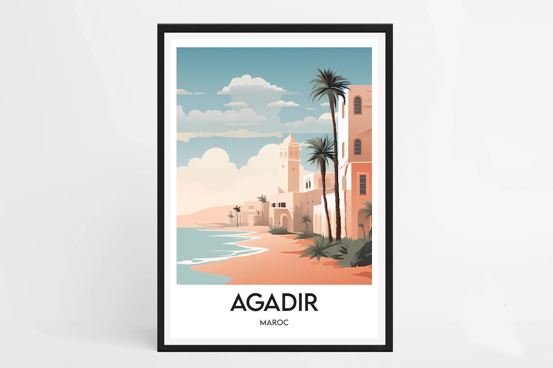 Agadir Framed Poster | Agadir Frame | Agadir Illustration | Morocco Framed Poster - Etsy