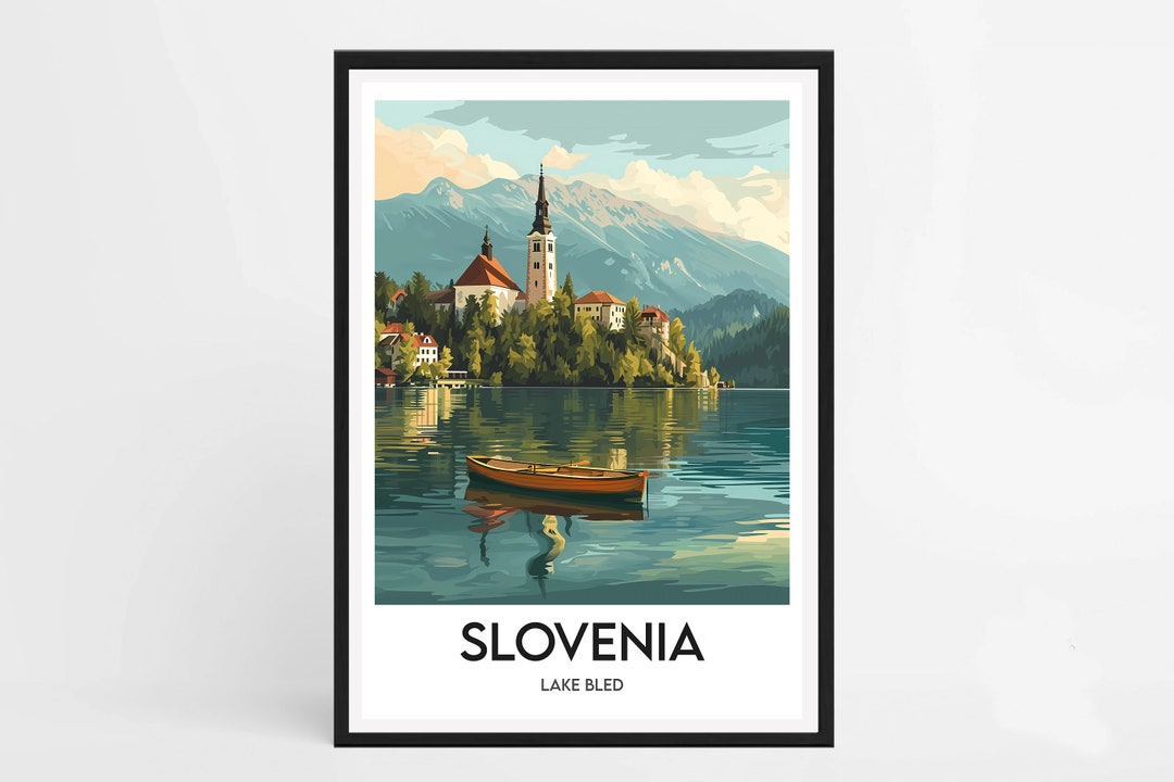 Lake Bled Slovenia Poster Lake Bled Slovenia Travel Poster Interior ...