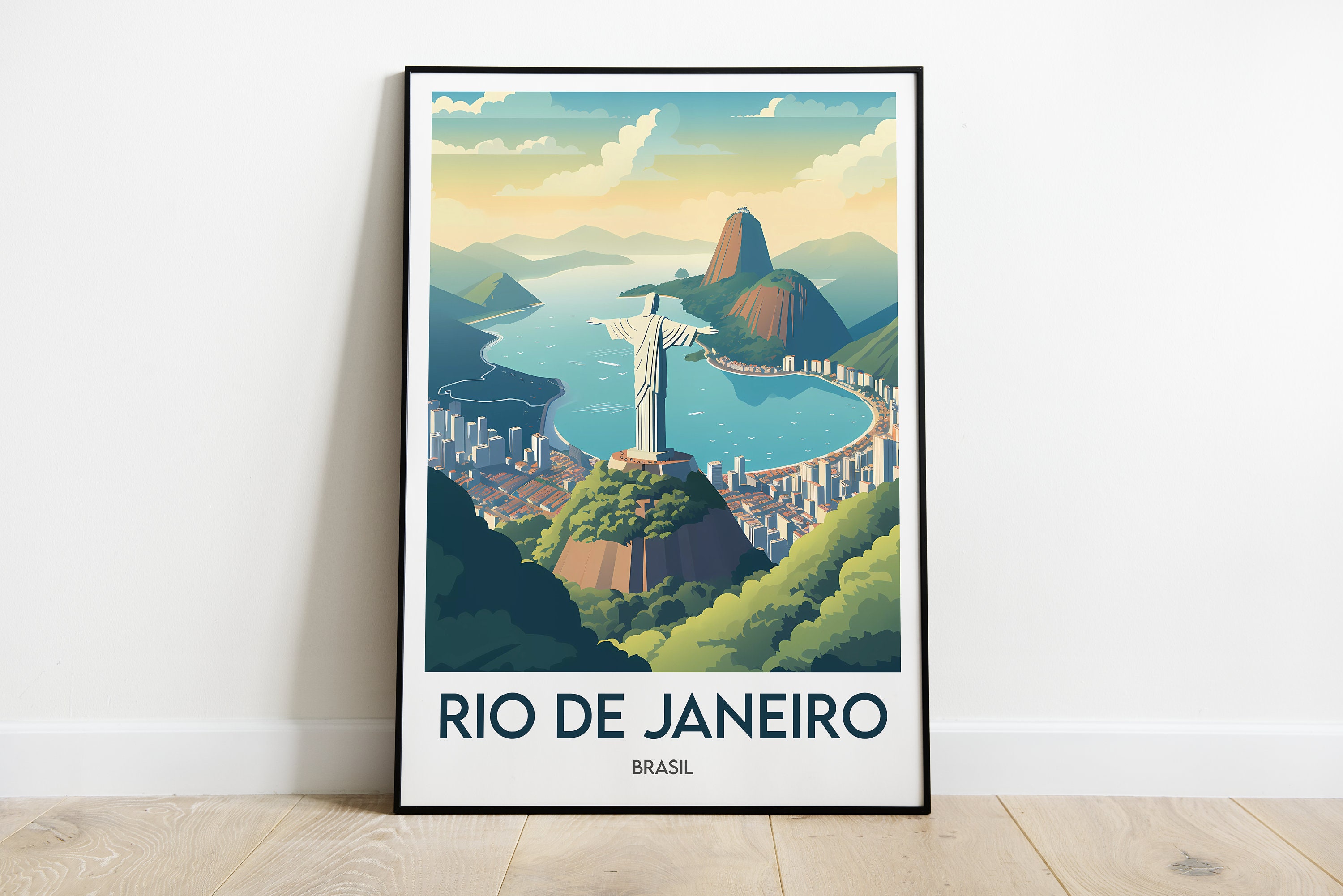 Rio De Janeiro Poster Minimalist Illustration of Rio De Janeiro Brazil ...