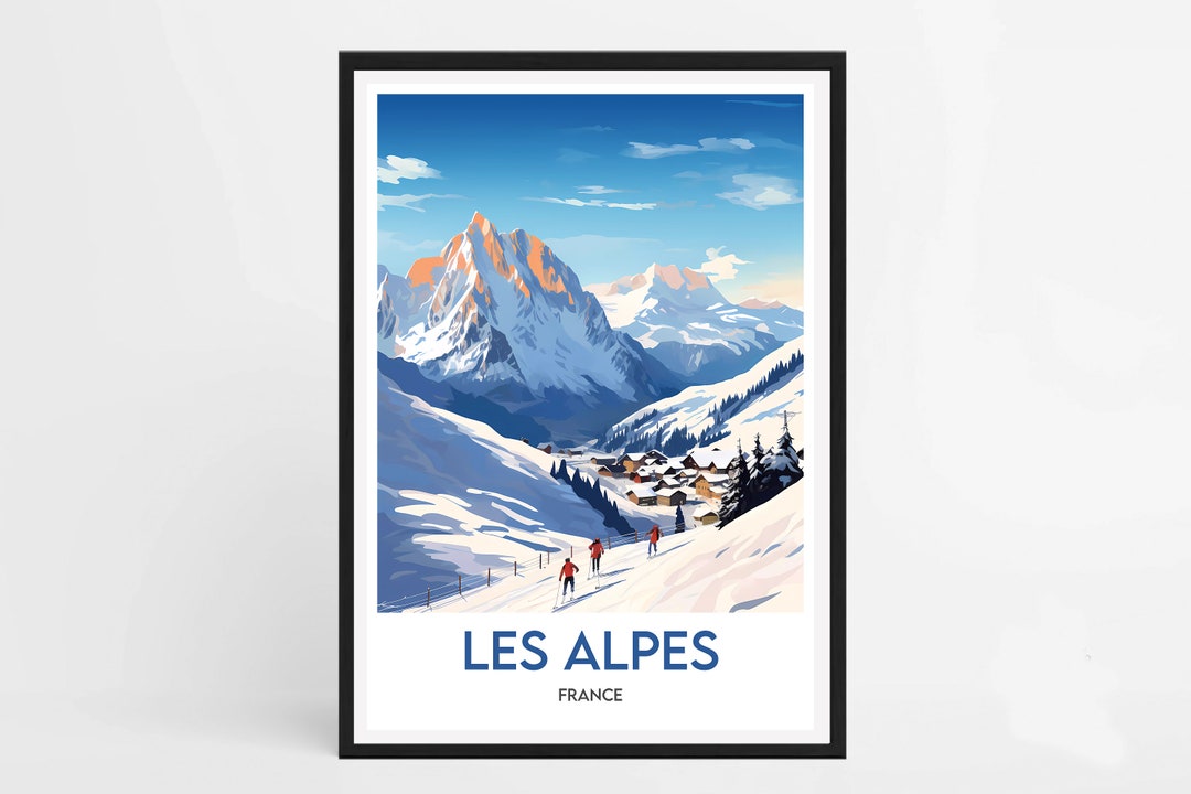 Framed Poster the Alps | Travel Poster Frame the Alps | Illustration ...