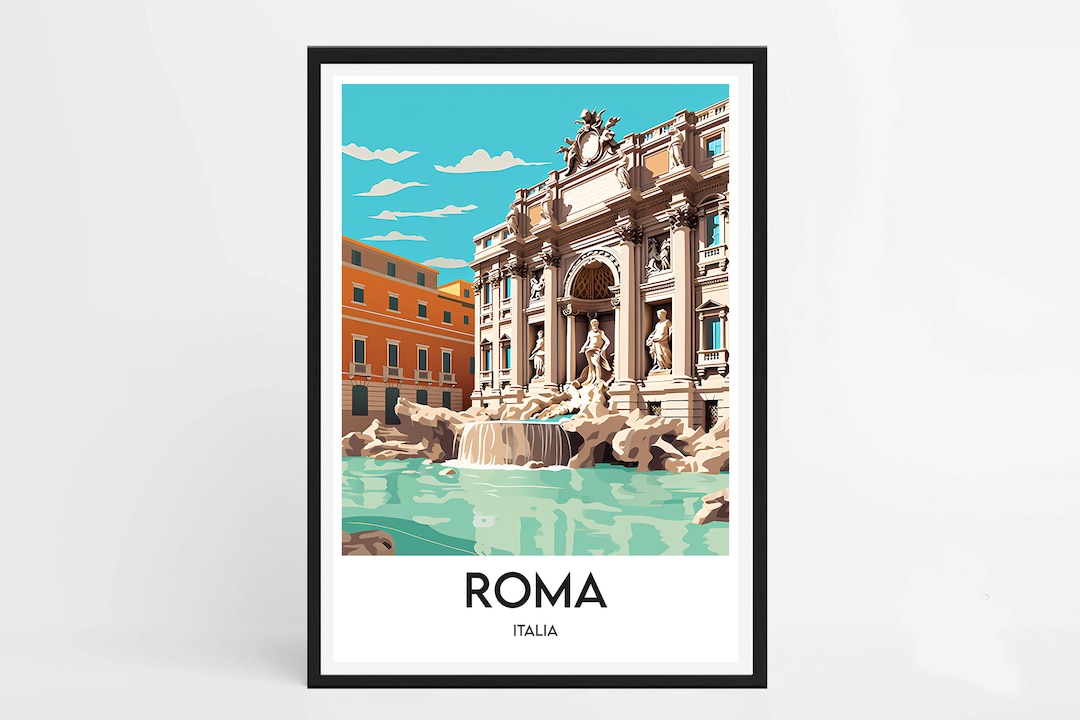 Framed Poster Rome Rome Travel Poster Frame Illustration Rome Italy ...