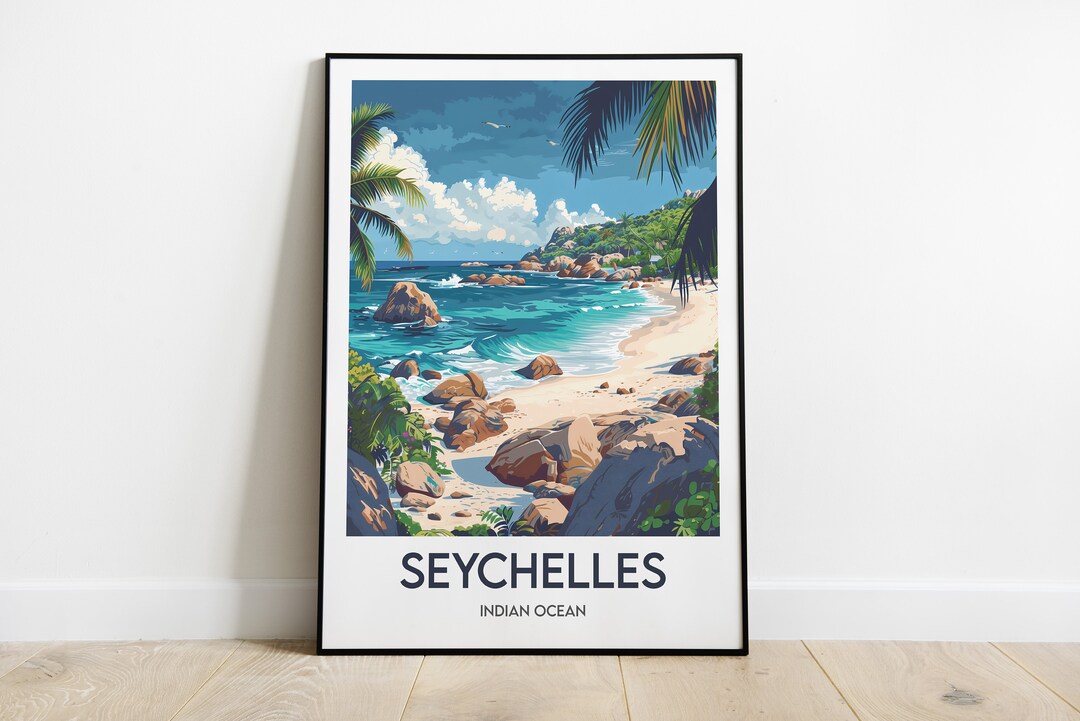 Poster Seychelles - Print Seychelles - Travel Poster Seychelles - Framed Poster - Etsy