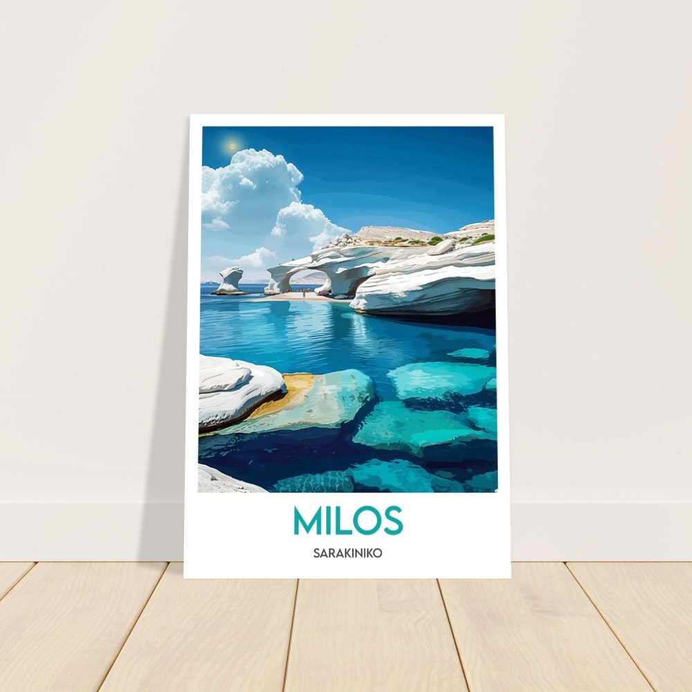 Milos Poster - Sarakiniko - Travel Poster - Etsy