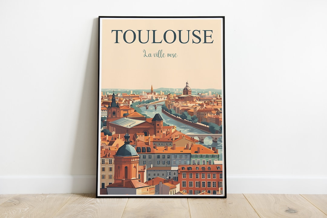 Toulouse Poster Toulouse Poster the Pink City Travel Poster - Etsy